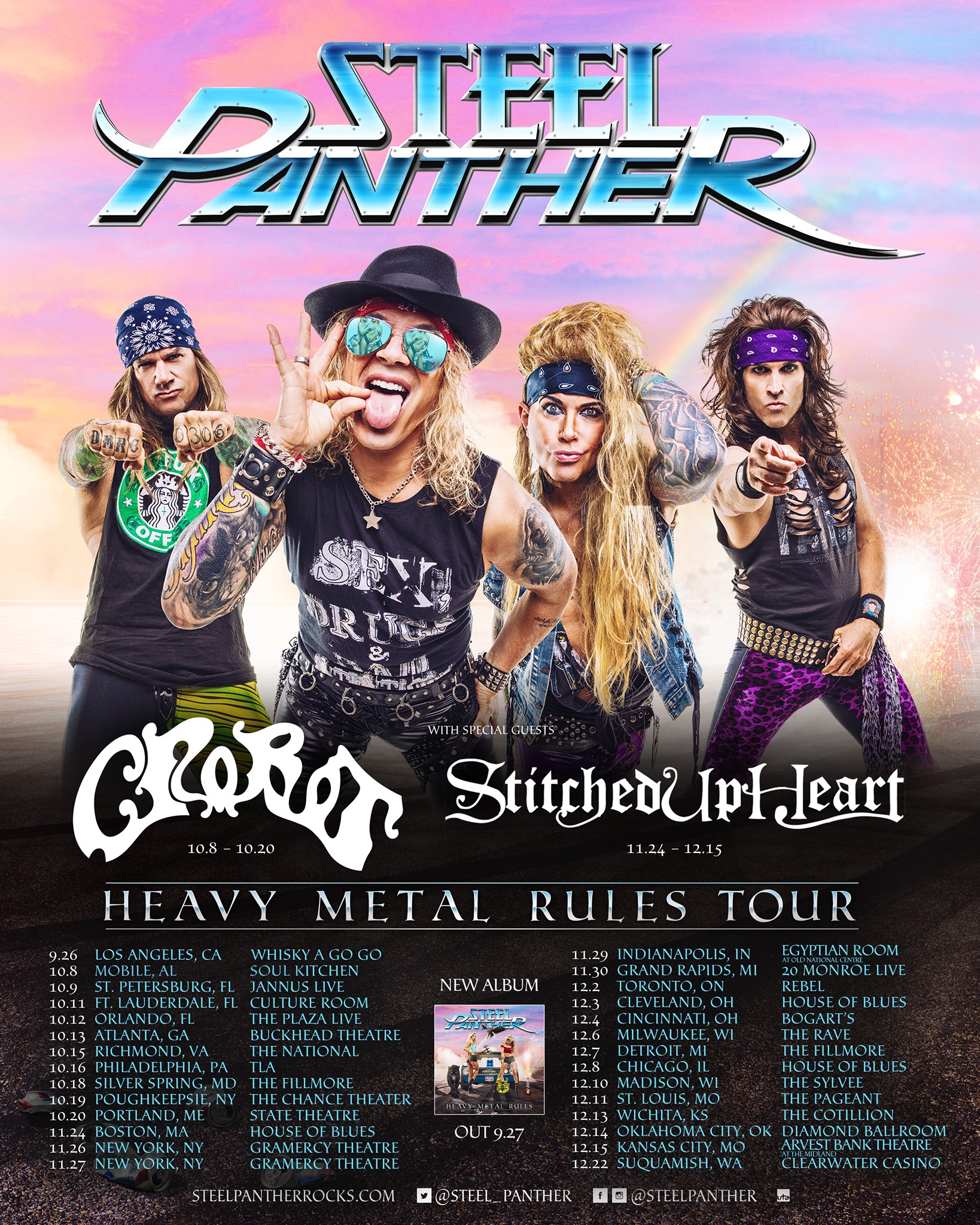 Steel Panther Announce Heavy Metal Rules Tour With Crobot, Stitched Up ...
