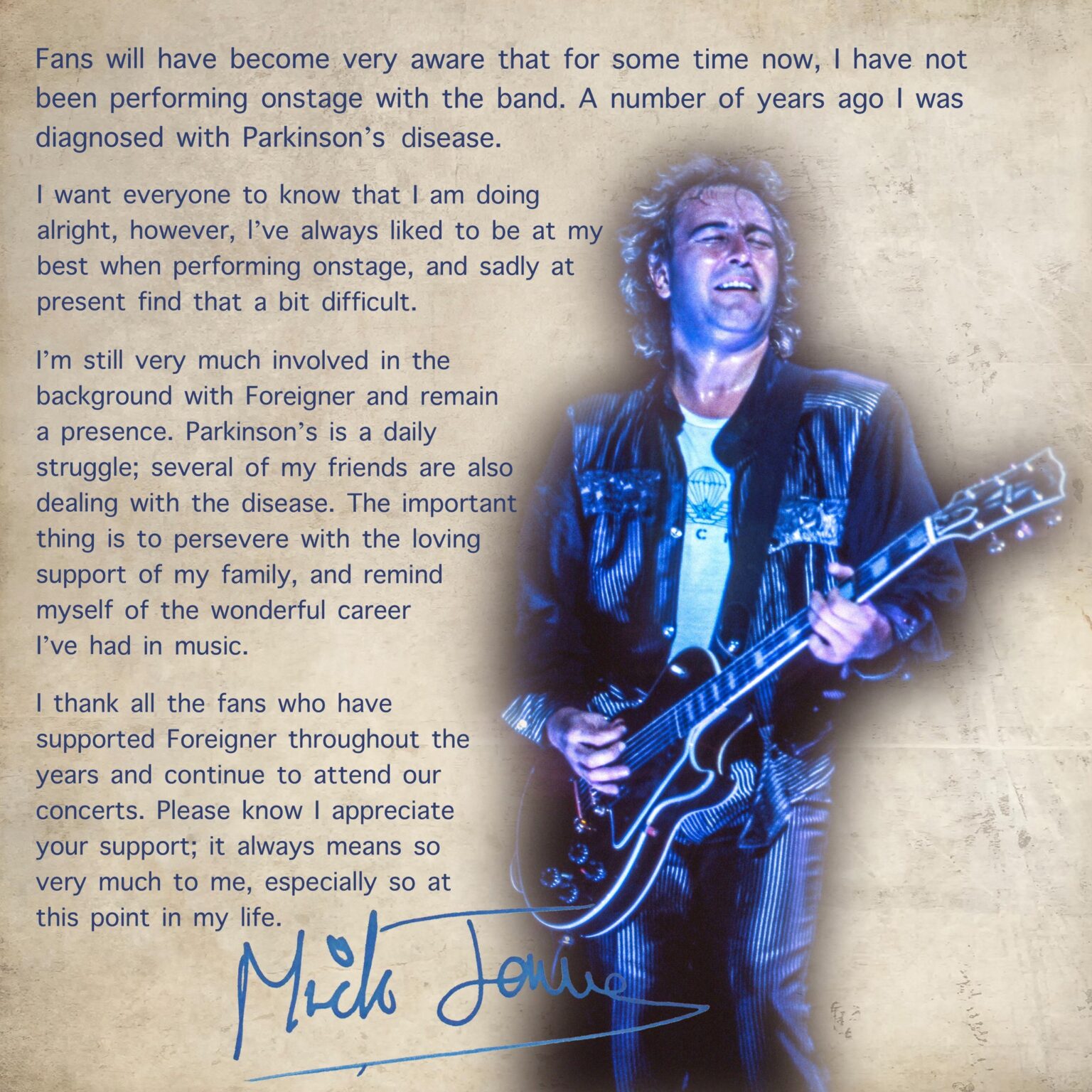 Foreigner Guitarist Mick Jones Reveals Parkinson’s Diagnosis