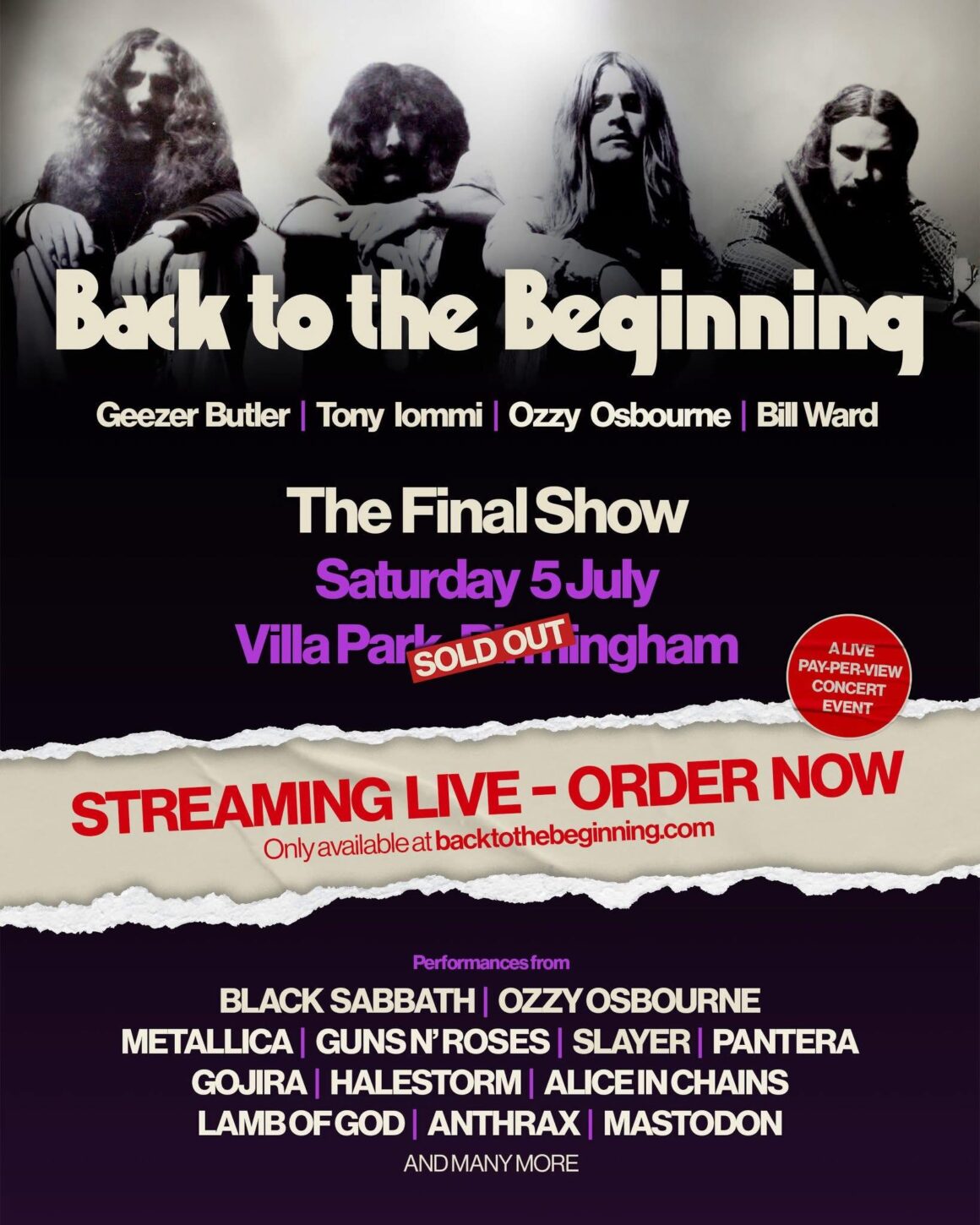 Black Sabbath Will Live Stream Their Final Concert at Villa Park Next Month