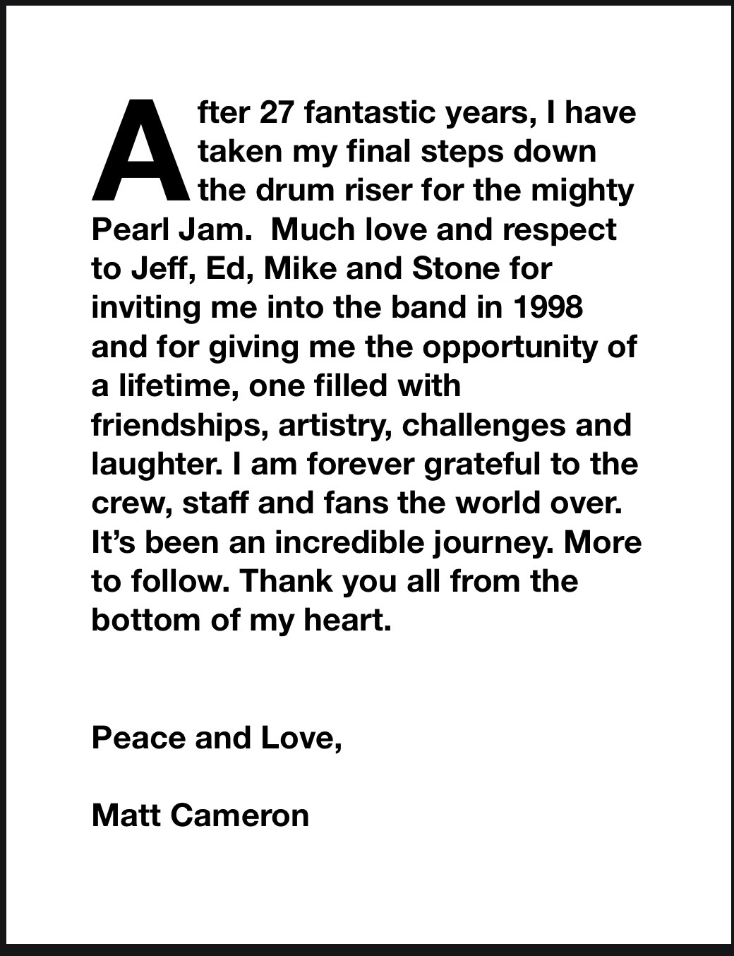 Drummer Matt Cameron Leaves Pearl Jam After 27 Years